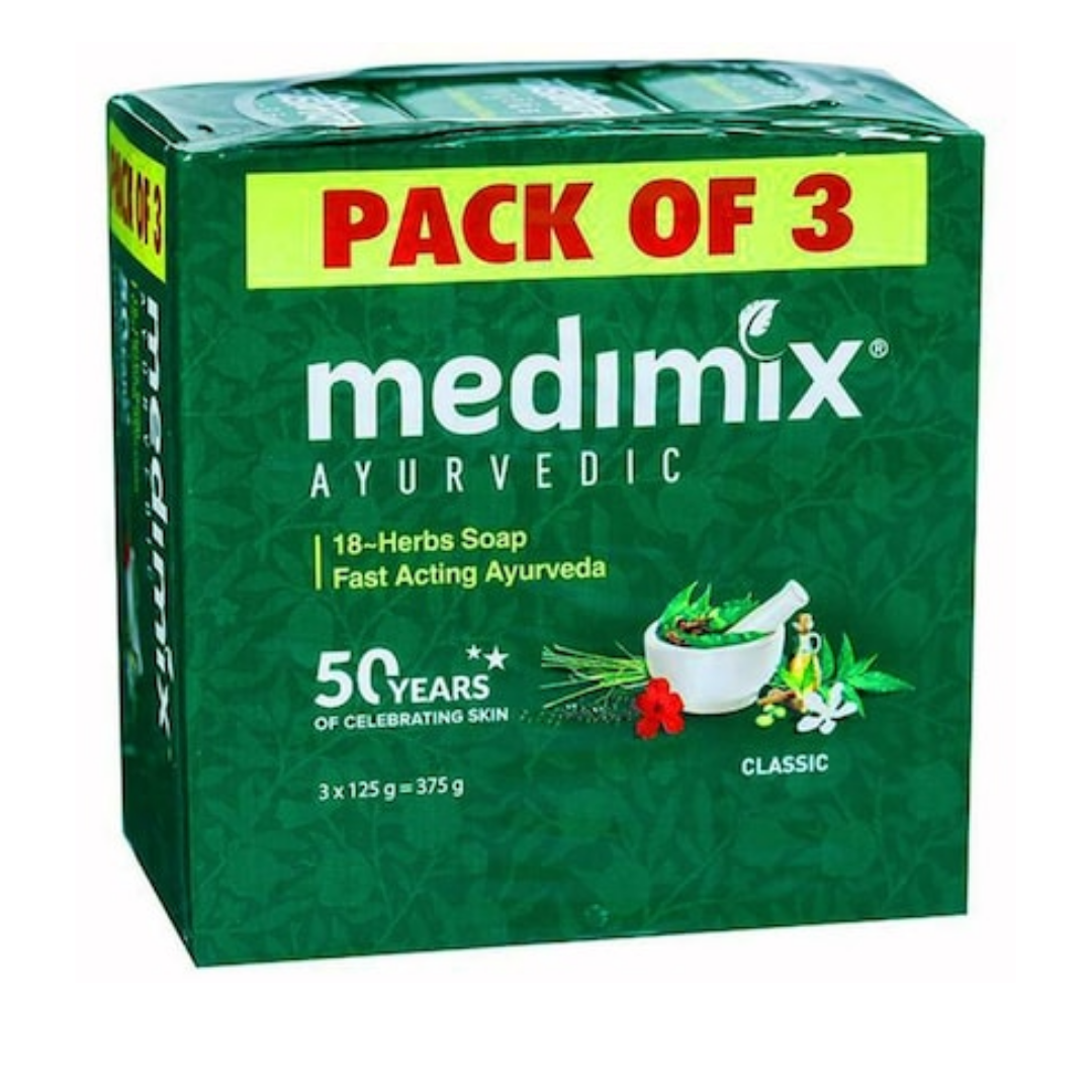 MEDIMIX AYURVEDIC NATURE PROTECT BATHING SOAP PACK(3UNITS*125G+75G FREE ...